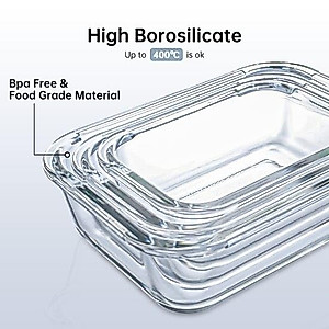 Luxurious Glass food Storage Containers with Lids 4 cup single Airtight 36 oz / 1040 ml Luxury Green lids Microwave & Freezer Safe BPA Free glass Meal Prep Containers with lids