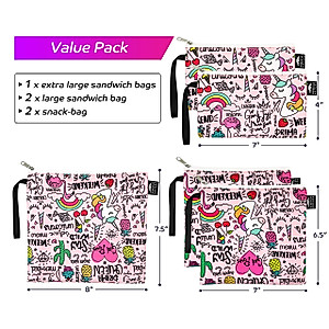 Dual Layer Reusable Sandwich Bags -Unicorns & Rainbow
