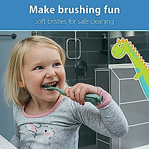 Dr. Brown's Baby and Toddler Toothbrush, Green and Orange Dinosaur 2-Pack, 1-4 Years, and CleanUp Pour & Roar Watering Can, Baby Bath Essentials Kids Toy, 6+ Months BPA Free, Certified Plastic Neutral