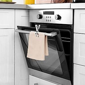 Tokusatsu 6-Pack Kitchen Towel Clips - Stainless Steel Heavy Duty Towel Clip, Ideal for Kitchen, Oven Handle, Bathroom Towel Rack, Dishwasher and Stove to Trevent Towels from Falling Off, Silver