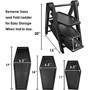 Gothic Home Decor - Wooden Black 3 Tiered Coffin Tray for Goth Kitchen Veggies Fruits, Goth Party Wedding Dessert Cupcake Stand, Afternoon Tea Coffin Shelf