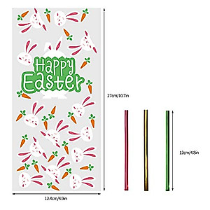 STEFORD Easter Clear Cellophane Bags,120PCS Clear Candy Cookie Treat Bags for Easter Supplies