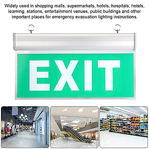 Emergency Exit Sign, Acrylic Double-sided Green Compact Combo Exit Sign Emergency Light 3W 12 LEDs Emergency Exit Lighting Sign Safety Evacuation Indicator Lamp for Malls, Hotels, Hospitals, etc