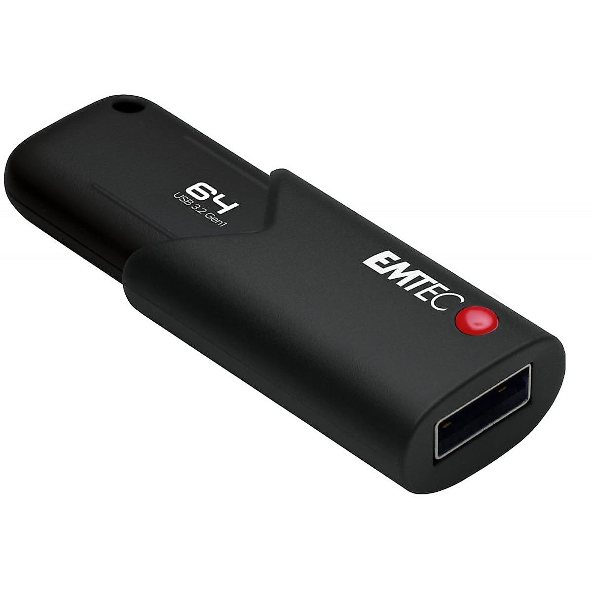 Emtec Click Secure B120 USB 3.2 Flash Drive 64 GB - Encryption software AES 256 - Read speed 100 MB/s - Black