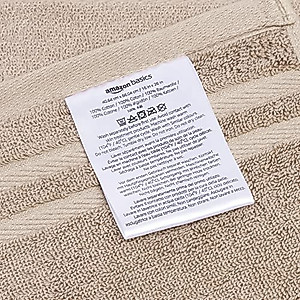 Amazon Basics Cotton Hand Towels, Made with 30% Recycled Cotton Content - 6-Pack, Taupe