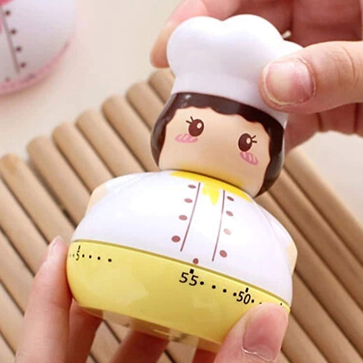 DOITOOL Kitchen Timer Cute Chef Cookie Kitchen Timer Novelty Manual Cooking Timer for Kitchen Alarm Home Desktop Decor (Yellow)