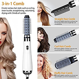 HAAPPYBOX 3 in 1 Hot Air Brush One-Step Hair Dryer Comb 3 Interchangeable Brush Combs Volumizer Hair Curler Straightener