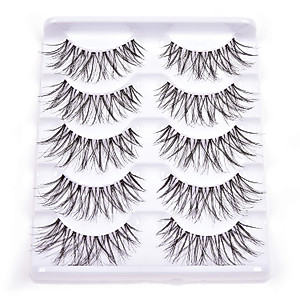 False Eyelashes 5 Pairs Multipack Synthetic Fiber Material 3D Lashes Natural Reusable Lashes for Professional Used for Women Girls by EYEMEI