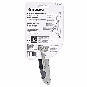 Husky 1001594945 Metal 3-Position Flip Folding Utility Knife with 4 Included Blades