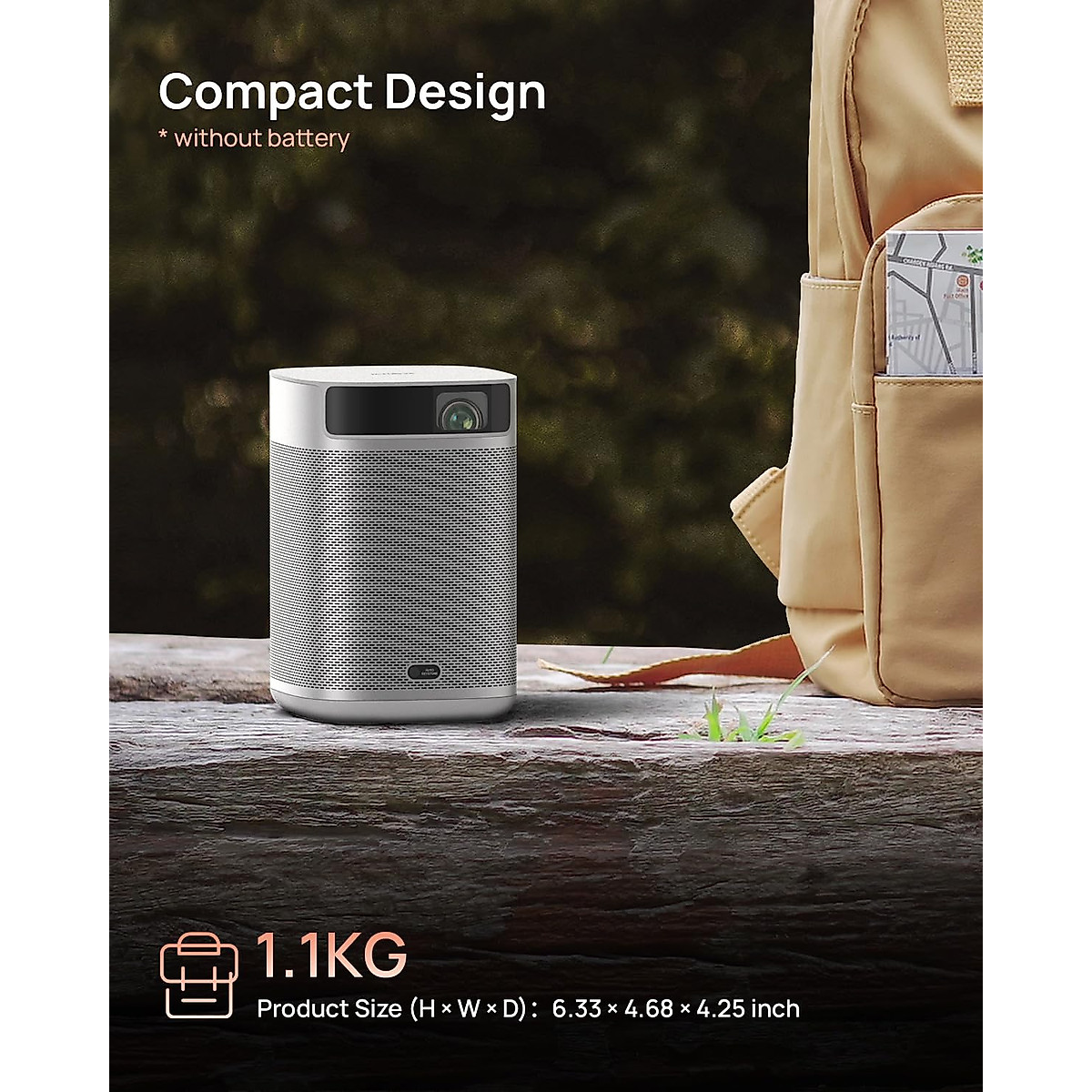 XGIMI MoGo 2 Portable Projector, Mini Projector with Wifi and Bluetooth, 400 ISO Lumens Movie Projector, Android TV 11.0, 2X8W Speakers, Auto Focus, Object Avoidance, and Screen Adaption