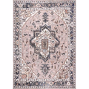 nuLOOM Sasha Machine Washable Medallion Accent Rug, 2' x 3', Pink