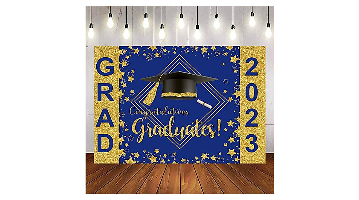 Celebrate Graduation with Avezano Blue & Gold Backdrop (7x5ft)