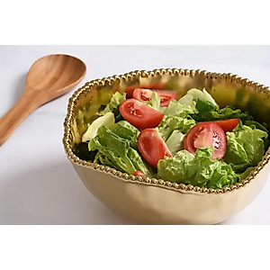 Pampa Bay Titanium-Plated Porcelain Large Salad Bowl, 10.5 Inch, Matte Gold Tone, Oven, Freezer, Dishwasher Safe, MCA1721