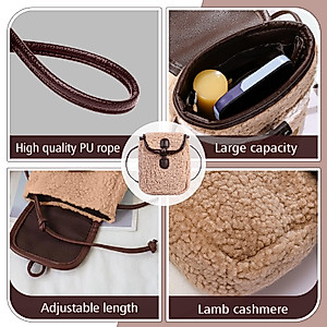 Mei Gu Dong Fashion Women's Diagonal Straddle Bag, Lamb Fleece Mobile Wallet (Brown)