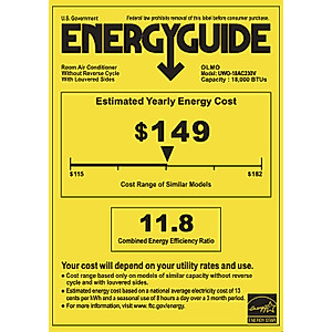 OLMO 18000 BTU Window Air Conditioner 11.8 CEER 208-230V with Remote Controller and Window Frame
