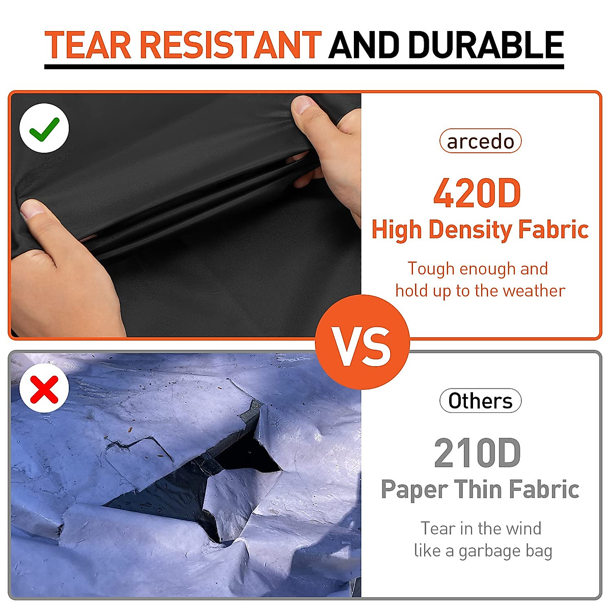 Arcedo Outdoor Furniture Cover Rectangular, Waterproof Patio Furniture Set Cover for Sectional Conversation Set, All Weather Protection Dining Table Chair Set Cover, 108" x 82" x 30"H, Black