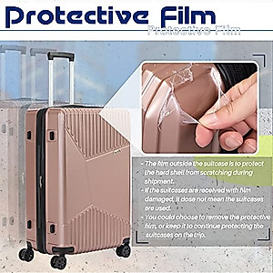 VLIVE 3 Pieces Luggage Set for Women, Expandable Luggage Set with TSA Lock, Suitcase with Wheel Set (Rose Gold)