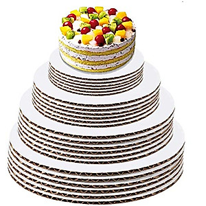 Twdrer 24 Cake Board Rounds, White Cake Circles Cake Base Circle Cardboard Base (6, 8, 10 & 12-Inch) for Cake Decorating & Multi-Tier Stacked Cakes