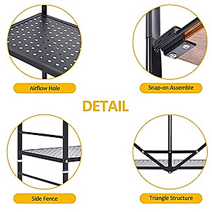 TOOLF 3-Shelf Foldable Storage Shelves with Wheels, Large Capacity Shelving Unit, Freestanding Metal Wire Shelf Rack, Organizer Rack for Garage Kitchen, Basement, Pantry, 1 Piece, Black