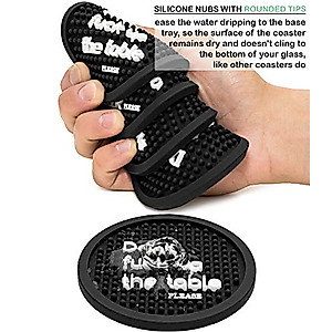 CAPLORD Table Coasters for Drinks Absorbent Coasters Non Slip Black Silicone Cute Coffee Drink Coaster Set of 6 Pack Outdoor Coasters for Coffee Table, Glow in The Dark Costers, Man Cave Gifts