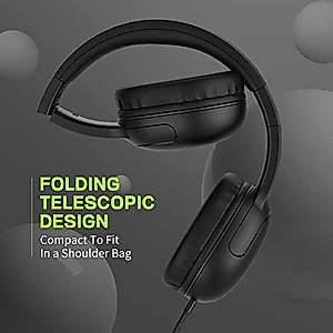 LORELEI E5 Wired Headphones for Kids Foldable & 3.5mm Jack Tangle Free Nylon Wire Stereo On Ear Headsets for Kids/Children/School/Tablet/Ipad/Kiddle/Plane (Space Black)