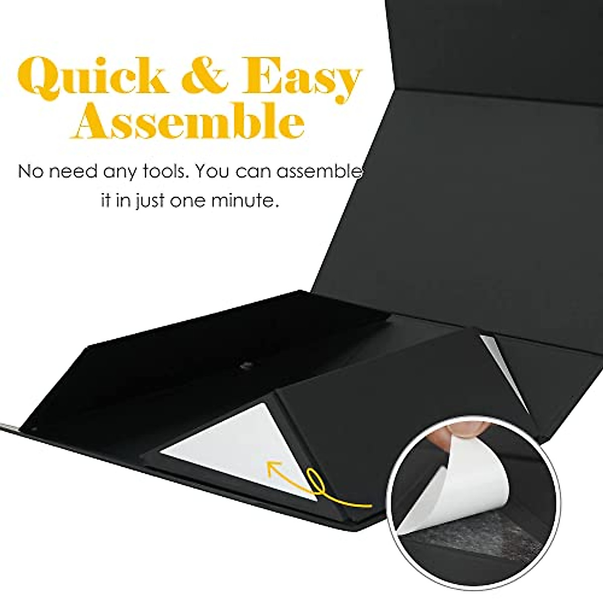 HUIHUANG Black Gift Box with Lid, Large Gift Box Magnetic Closure Present Box Man Male Boy Birthday Graduation Boxes for Gift Packaging with Ribbon, Card,Shredded Paper Filler, 11x7.8x3.5 Inch-1 Pack