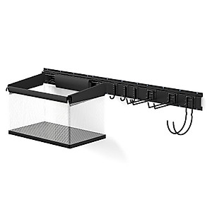 Netwal Tool Storage Rack Wall Mount Ball Storage Basket ＆6 Pcs hooks，Garage Organization，Heavy Duty Steel Hanger，for Gardening Tools，Dog Toy's Storage