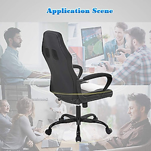 Office Chair PC Gaming Chair Cheap Desk Chair Ergonomic PU Leather Executive Computer Chair Lumbar Support for Women, Men (White)