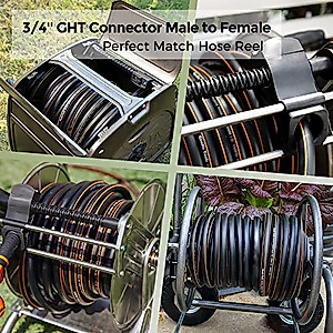 Giraffe Tools Hybrid Garden Hose 5/8" x 50ft, Custom Length, No Kink, Flexible, Leakproof Hose with Male to Female Fittings, 600 Burst PSI