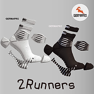 GermaPro 2 Pairs Multi-Sports Arch Compression Ankle Socks w/Moisture Wicking Anti-Stress Anti-Blister Fiber for Men & Women