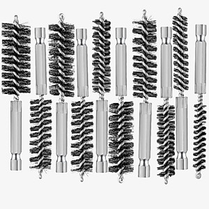 MIKILIKIEN Stainless-Steel Bore Brush for Drill,Wire Brush Set for Power Drill with 1/4-in Hex Shaft,Metal Cleaning Brushes with Stainless-Steel bristles(10-Size Set)