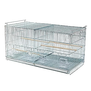 Galvanized Zinc Stackable Breeder Bird Flight Cage Side Breeding Nest Door with Removable Divider (Galvanized Zinc, 30"x11"x15"H Lot-4 Stand)