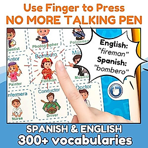 ZeenKind Spanish & English Talking Book for Kids 2 3 4 5 6 Years Old, Learn Spanish Activity Sound Books for Kid Toddlers, Interactive Learning Bilingual Toys, Libros para en Espanol Juegos para Niños