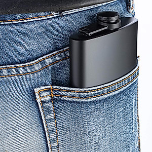 YFS 12 Oz Hip Flask for Liquor Matte Black Stainless Steel Leakproof with Funnel, Great Gift Idea Flask