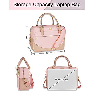 MATEIN 17 Inch Laptop Bag, Large Waterproof Laptop Carrying Case with Adjustable Handle, Cute Pink Briefcase Shoulder Messenger Bag Professional Work Computer Bag for Women Office College Travel, Pink