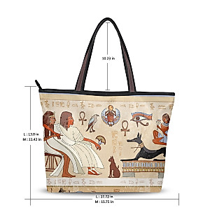 WIHVE Tote Bag Ancient Egypt Egyptian Character Shoulder Handbag Travel Beach Bags