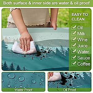 Picnic Table Cover with Bench Covers Camping Essentials Waterproof Windproof Camping Tablecloth with Drawstring Bag, Fitted Rectangle Tables and Seats, 72in, Green Blue