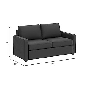 Container Furniture Direct Rosina Convertible Sleeper Sofa with Innerspring Mattress and Durable Metal Frame, 500 lb Capacity, Mid-Century Velvet Pull Out Couch Bed, 70" Wide, Full Size, Midnight