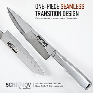 Topfeel Knife Set for Kitchen with Block, Sharp Knife Set 6 Piece, High Carbon Mirror Polishing Stainless Steel Chef Knife Set with Gift Box