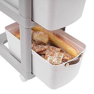 Fichiouy 3/4 Tier Storage Rack Corner Storage Rack On Wheels, Movable Storage Shelving Unit Max Load: 22.05 lbs for Kitchen Bathroom Living Room Garage Office (Gray 4-Tier)