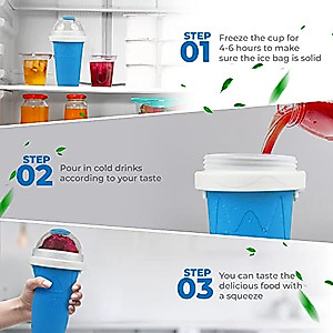 Slushy Maker Cup - Travel Slushie Cup, TIKTOK Quick Freeze Magic Cup, Double Layer Slushy Cup, Cooler Smoothie Silicon Cup, Mini Ice Cream Maker, Slushies - Blue.