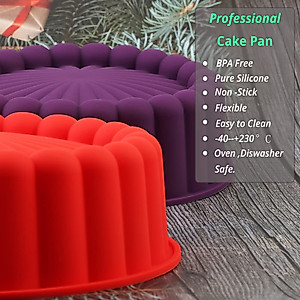 AILEHOPY 8 Inch Silicone Charlotte Cake Pan -Set of 2- Round Baking Molds for Cheese Cake,Chocolate Cake, Rainbow Cakes, Strawberry Shortcake, Brownie Tart Pie