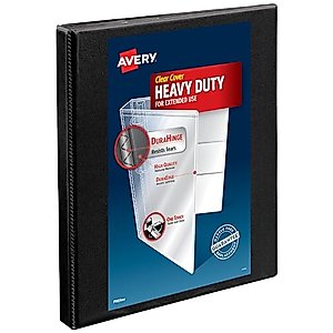Avery Heavy-Duty Nonstick View 3 Ring Binder, 1/2 inch Slant Rings, 135-Sheet Capacity, Black (05233)
