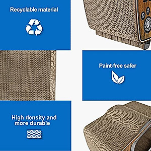 FluffyDream TV Cat Scratcher Cardboard Lounge Bed, Cat Scratching Board, Durable Board Pads Prevents Furniture Damage, Wood