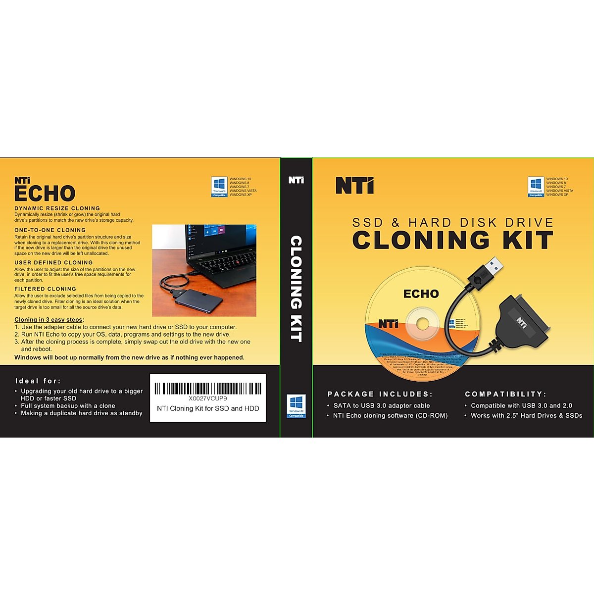 NTI Cloning Kit | New! Version 6 of NTI Cloning Software | Best for SSD and HDD Upgrades | Software via Download | SATA-to-USB Adapter Included for 2.5" SSD and HDD