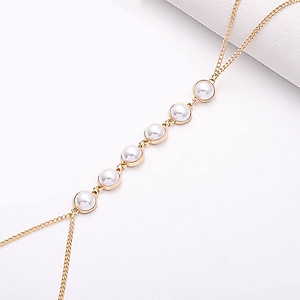 Jerany Rhinestone Body Chain Pearl Waist Belly chain Sexy Bra Bikini Body Chains Beach Body Necklace for Women