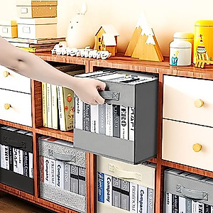 DIMJ Cube Storage Bin, 6 Pack Collapsible Storage Bins, Cube Storage Organizer with Window, Fabric Storage Bins for Shelves, Closet Baskets for Clothes, Toys, Books (Light Grey)