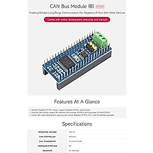 Waveshare CAN Bus Module (B) Compatible with Raspberry Pi Pico, Enabling Long Range Communication Through SPI