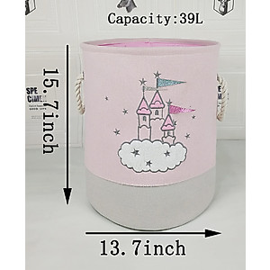 KUNRO Large Sized Round Storage Basket Organizer Bin Laundry Hamper for Nursery Clothes Toys