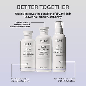 Keune Care Absolute Volume Shampoo, Volumizing & Thickening Cleanser for Fine Hair, 10.1 Fl Oz